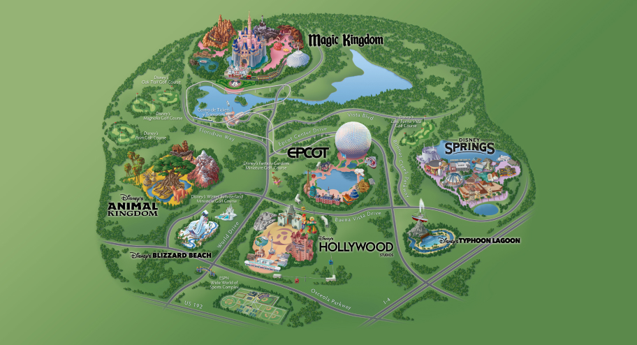 Mapa Del Mundo De Disney En Florida
